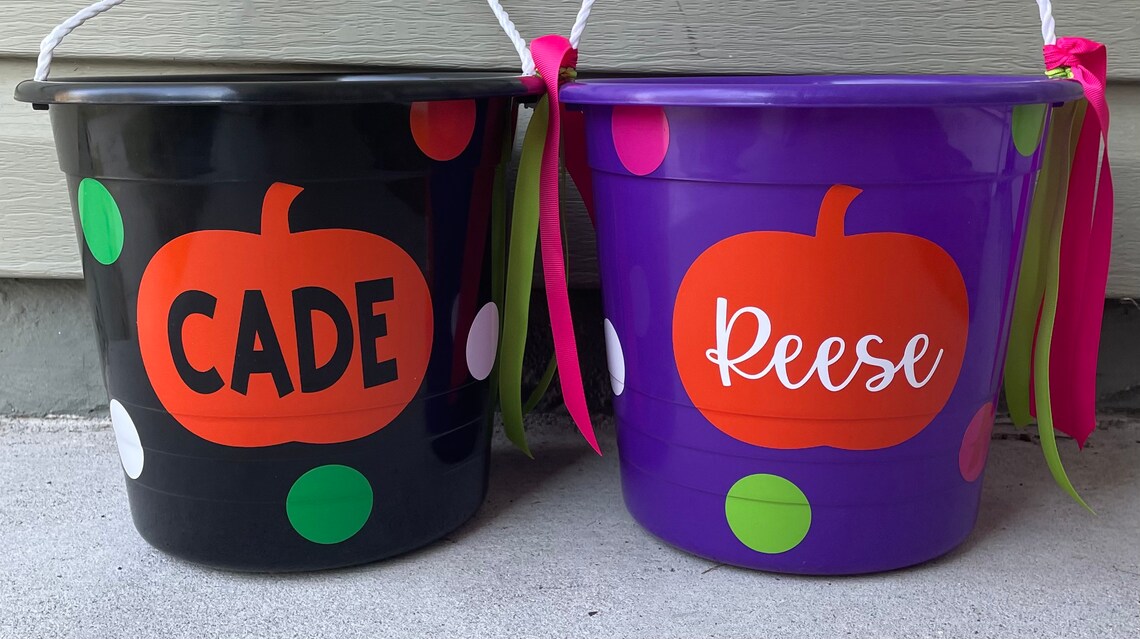 Halloween Personalized Plastic Pail Bucket With Rope Handle | Etsy
