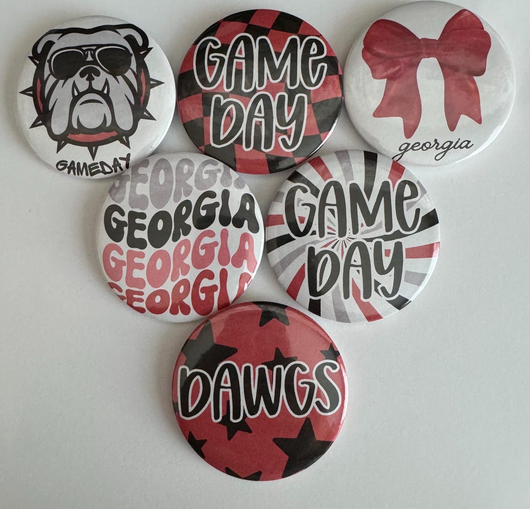 Red Black Game Day Spirit Buttons Football Cheer Baseball Team ...