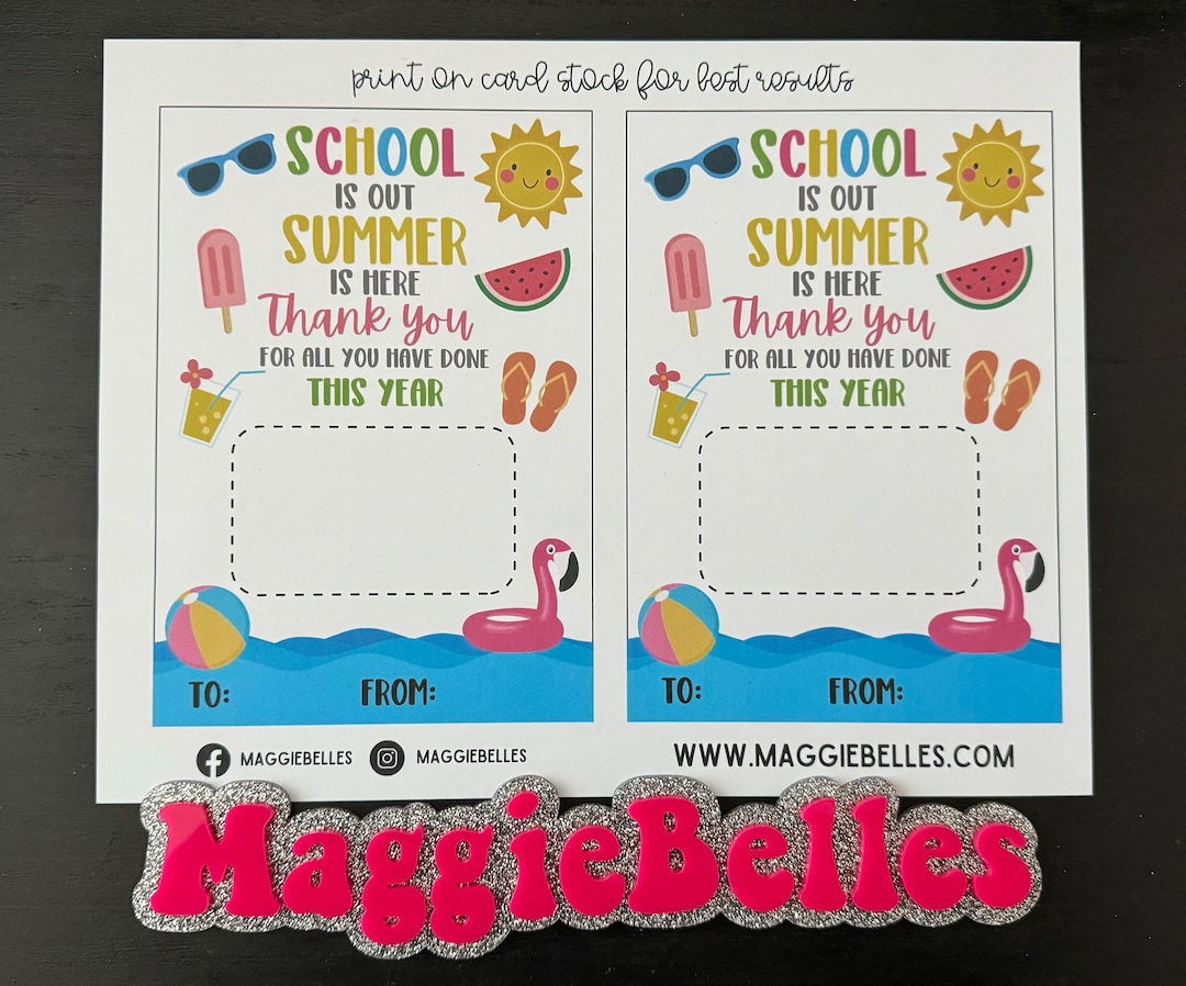 Printable DIGITAL End of School Year Teacher Gift Card Holder School ...