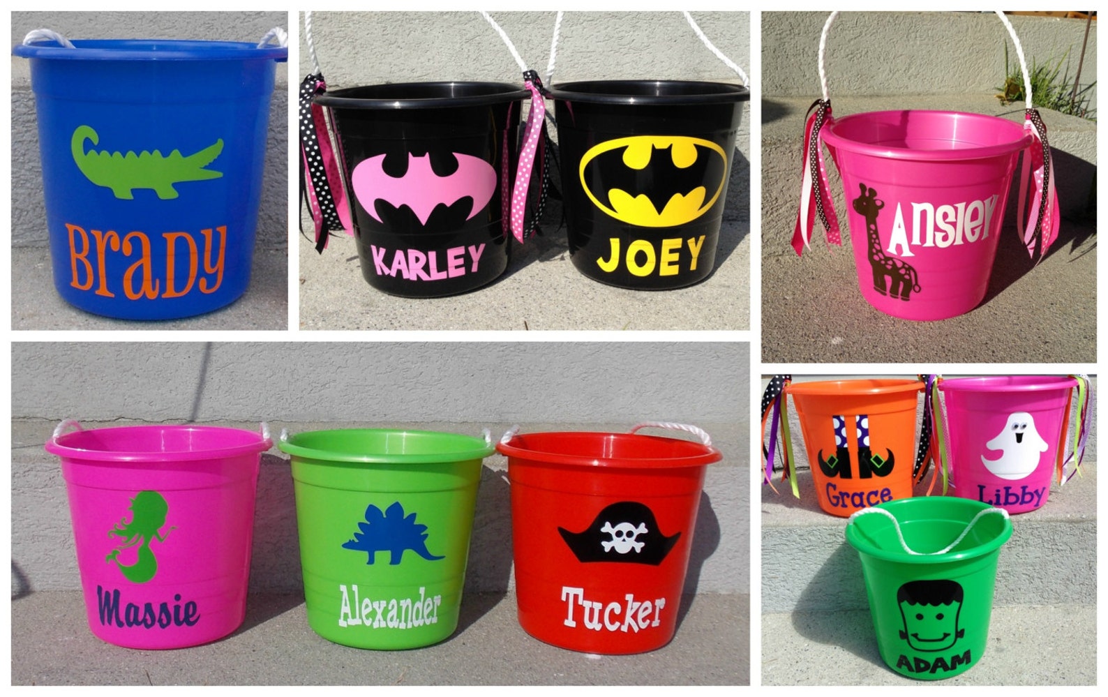 Halloween Personalized Plastic Pail Bucket With Rope Handle Trick or ...