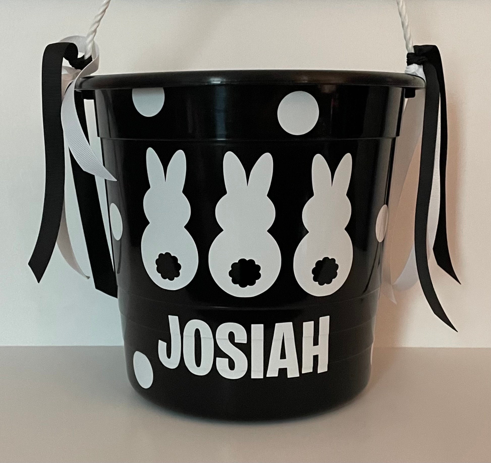 Personalized Easter Plastic Pail Bucket With Rope Handle Bunny Party ...