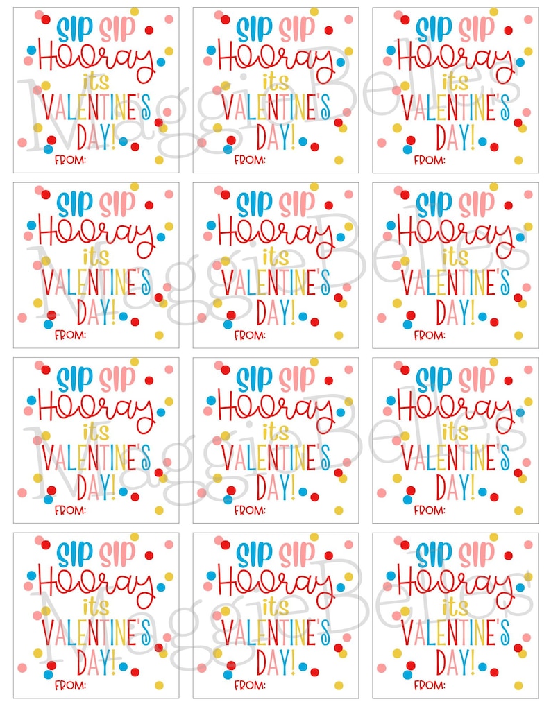 Printable DIGITAL Valentine Sip Sip Hooray Silly Straw School Class ...
