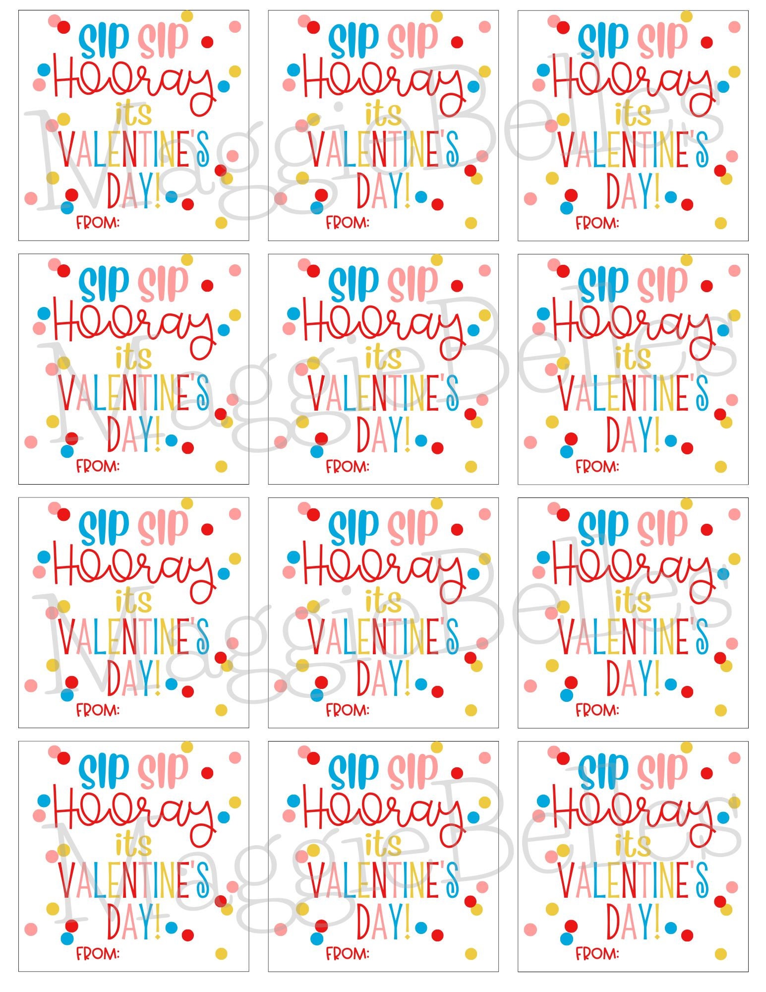 Printable DIGITAL Valentine Sip Sip Hooray Silly Straw School Class ...