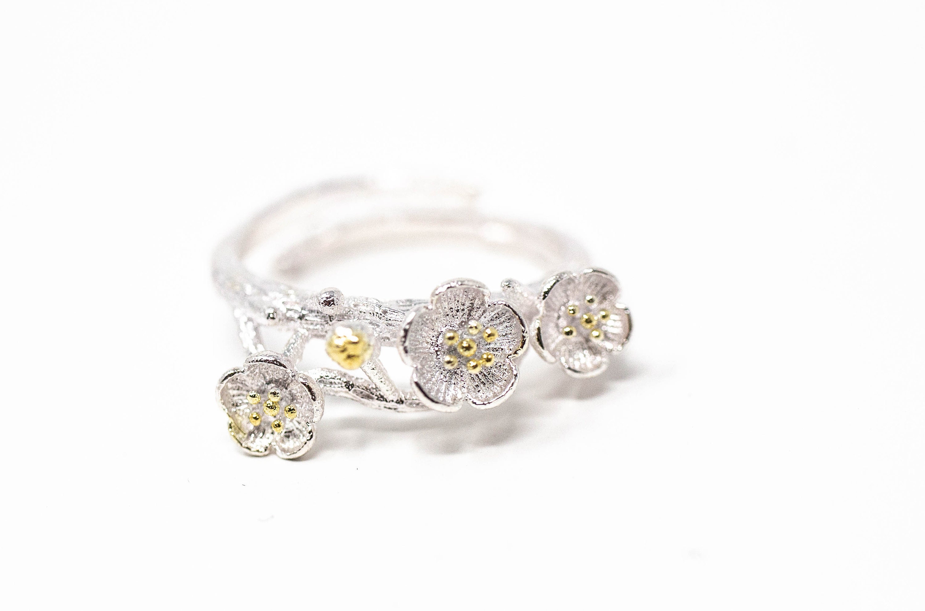 Ring silver flower | Etsy