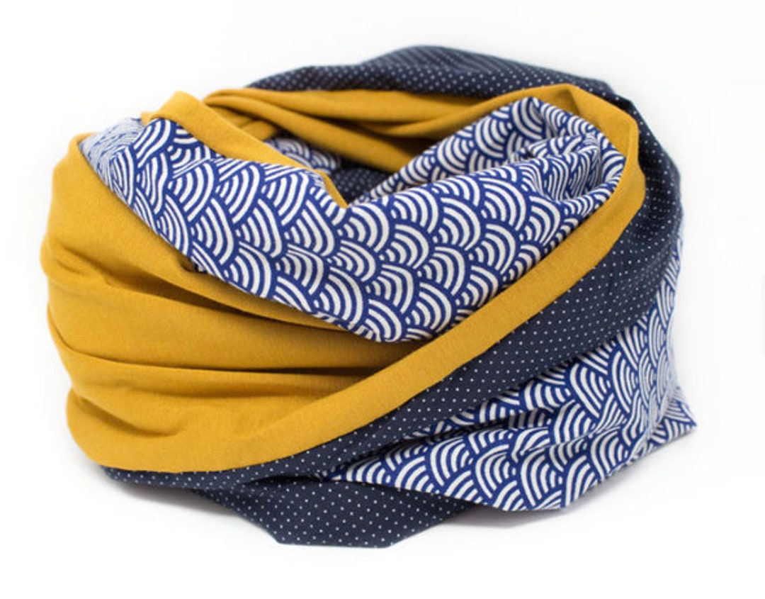 Loop Scarf Loop Scarf Tube Scarf Mustard Yellow Waves - Etsy