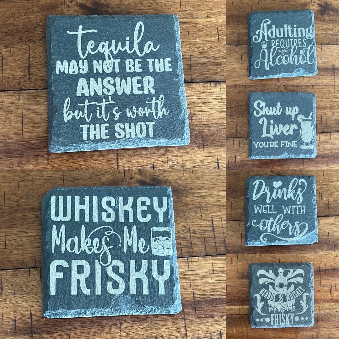 Slate Coasters Square Mix & Match Alcohol, Drinking, Funny Themes - Etsy
