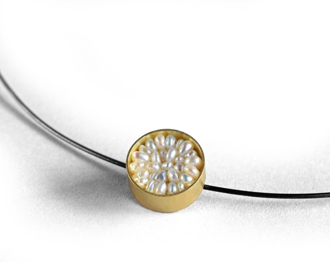 Seed Pod Necklace - 18K Seed Pearl Pendant - Wedding Necklace - Pearl ...