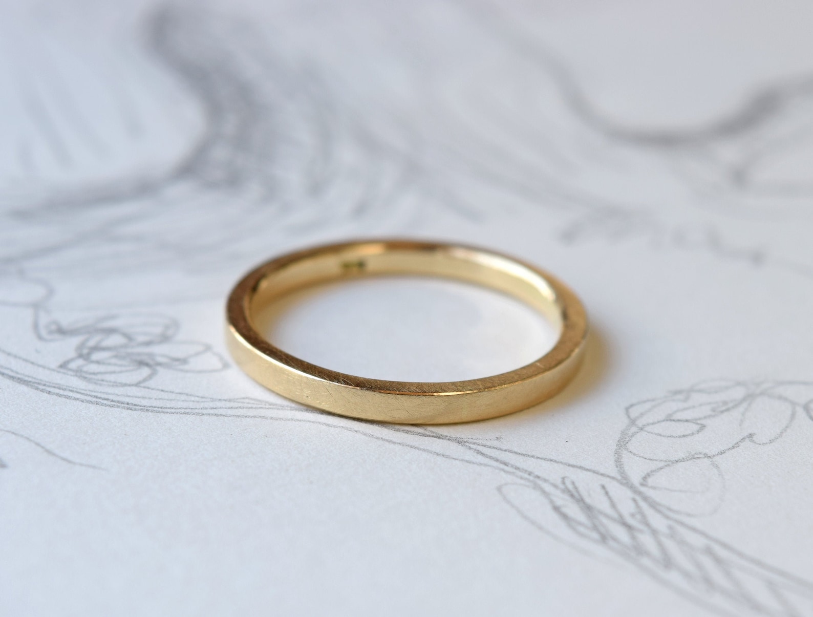 18K Gold Ring 2mm Gold Wedding Band Made to Order 18K - Etsy