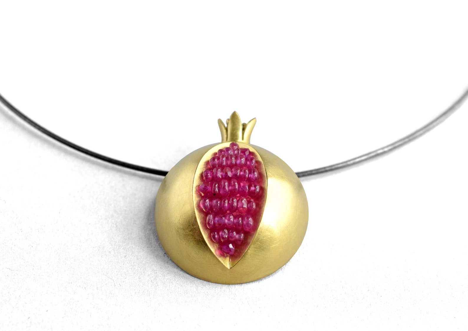 Pomegranate Jewelry Set - 18K Gold Ruby Pink Sapphire Pendant ...