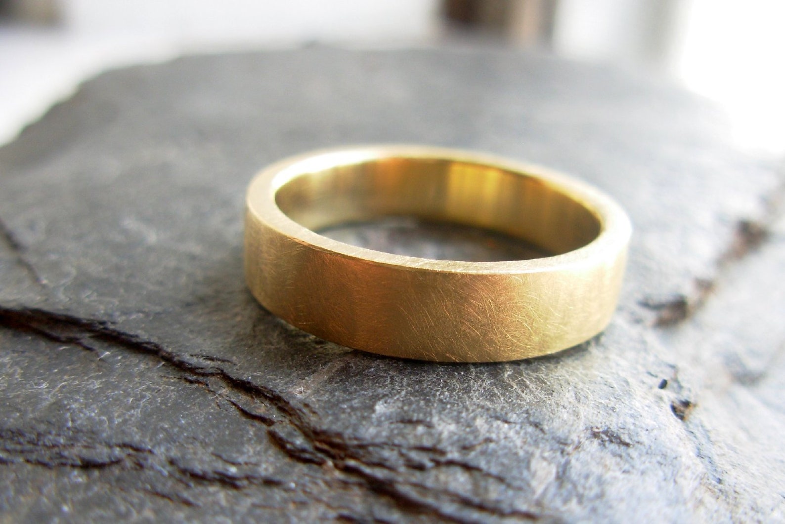 18K Gold Wedding Ring 4mm Gold Wedding Band Women's - Etsy