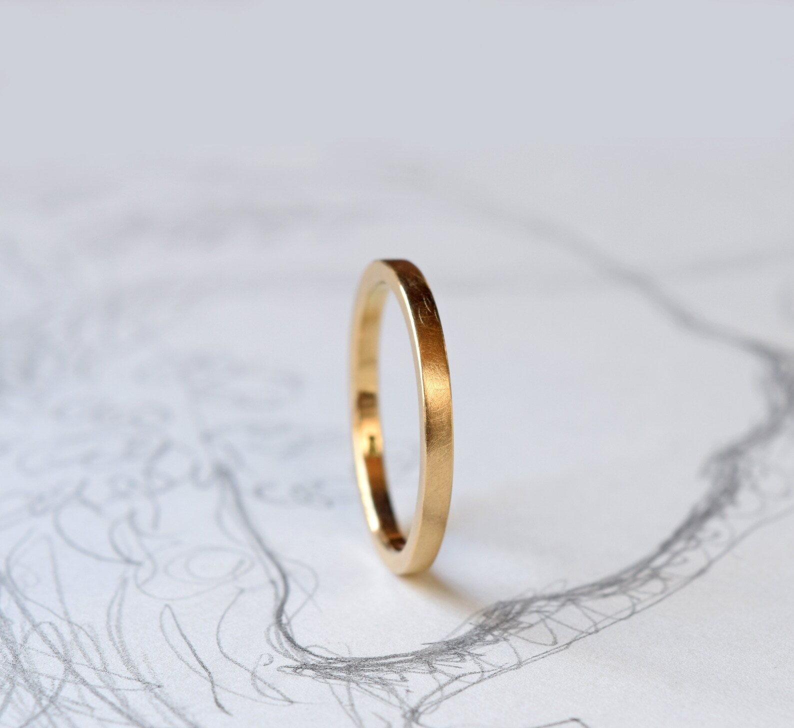 18K Gold Ring 2mm Gold Wedding Band Made to Order 18K - Etsy