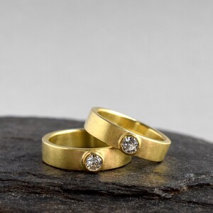 Diamond 18K Gold Wedding Ring Set - 18K Gold Diamond Wedding Rings ...