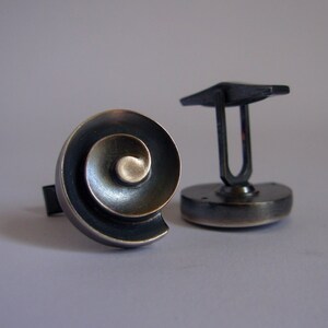 Scroll Cuff Links - Oxidized Sterling Silver Cuff Links - Cello Violin ...