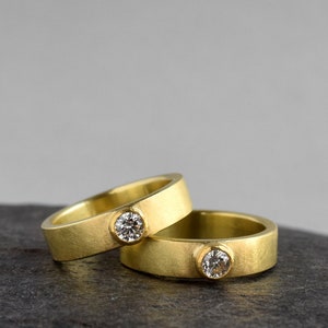Diamond 18K Gold Wedding Ring Set - 18K Gold Diamond Wedding Rings ...