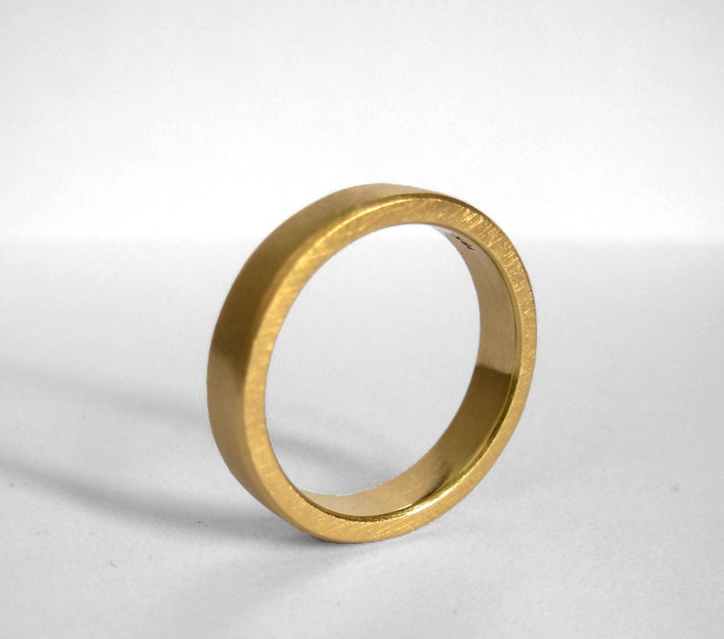18K Heavy Gold Ring - 4mm X 2mm Gold Wedding Band - Unisex 18 Karat ...