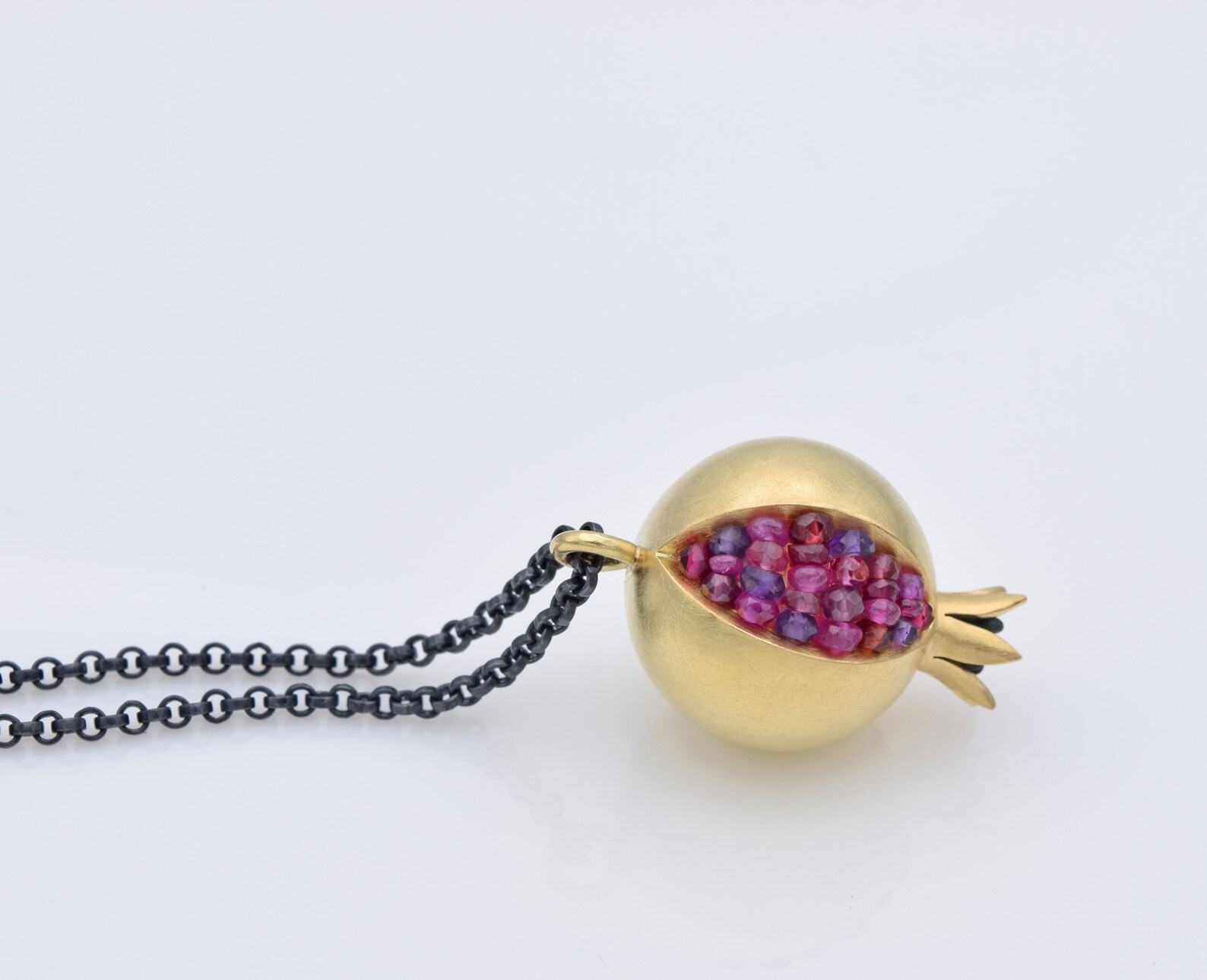 Pomegranate Pendant 18K Gold Ruby Amethyst Tourmaline | Etsy