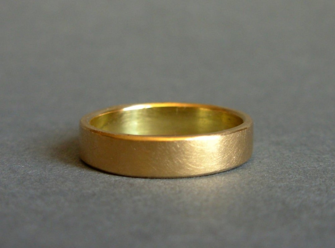 18K Gold Ring - 4mm Gold Wedding Band - Made to Order in Your Size ...