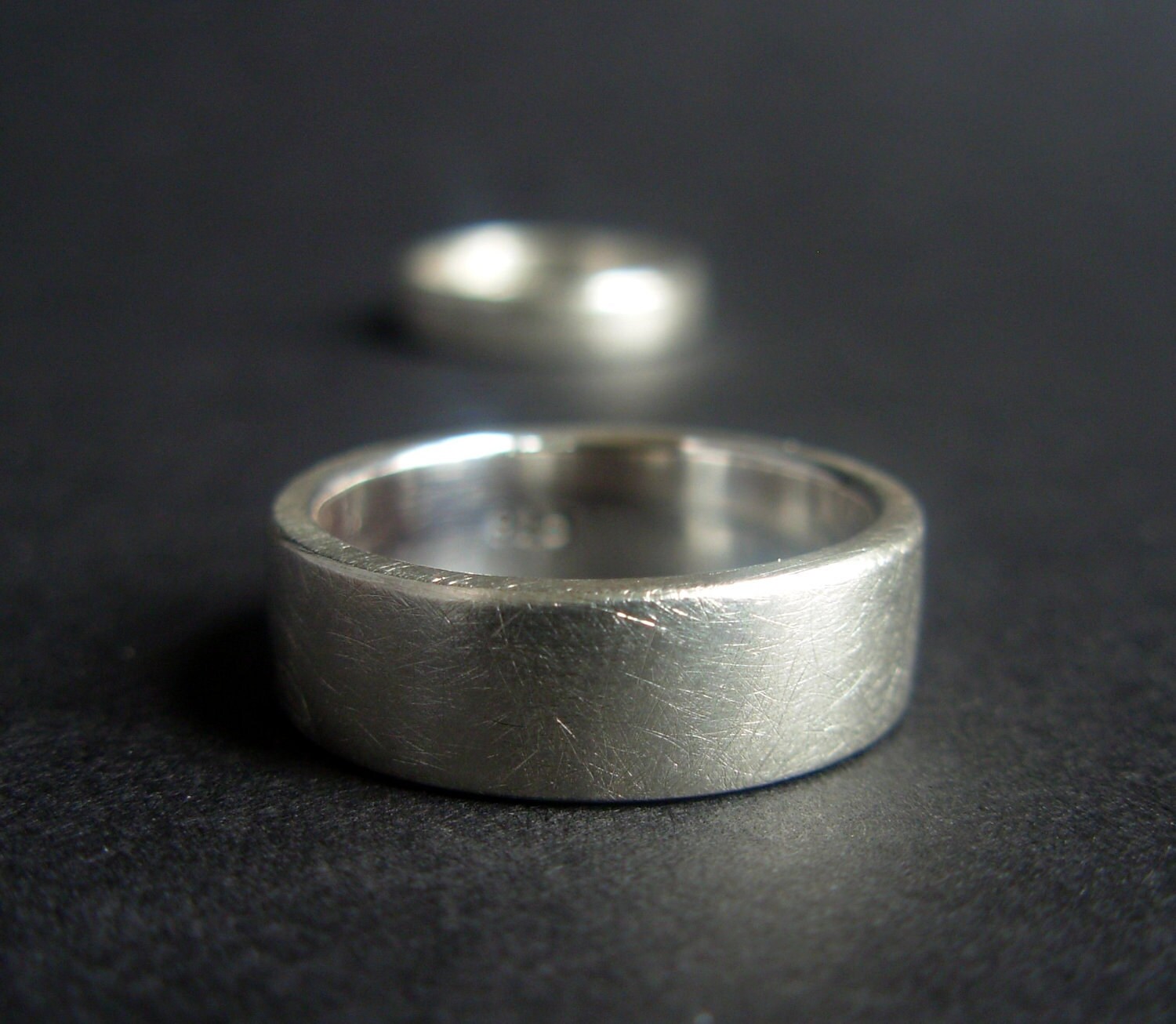 Sterling Silver Wide Ring 6 Mm Matte Brushed Silver Band - Etsy