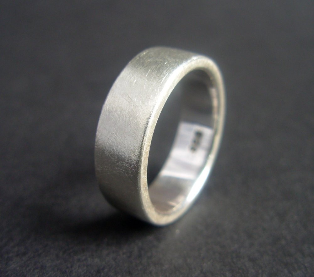 Sterling Silver Wide Ring - 6 Mm Matte Brushed Silver Band - Unisex ...