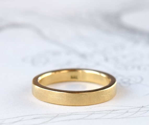 18K Gold Ring 3mm Gold Band 18K Gold Stacking Ring | Etsy