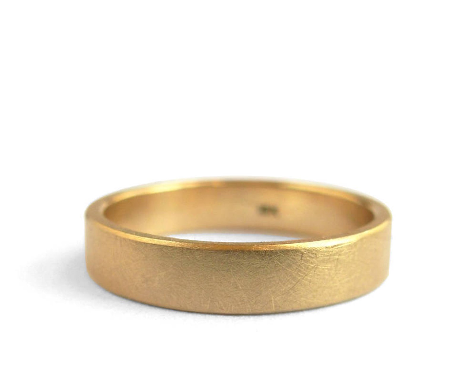 18K Gold Wedding Ring 4mm Gold Wedding Band Women's - Etsy