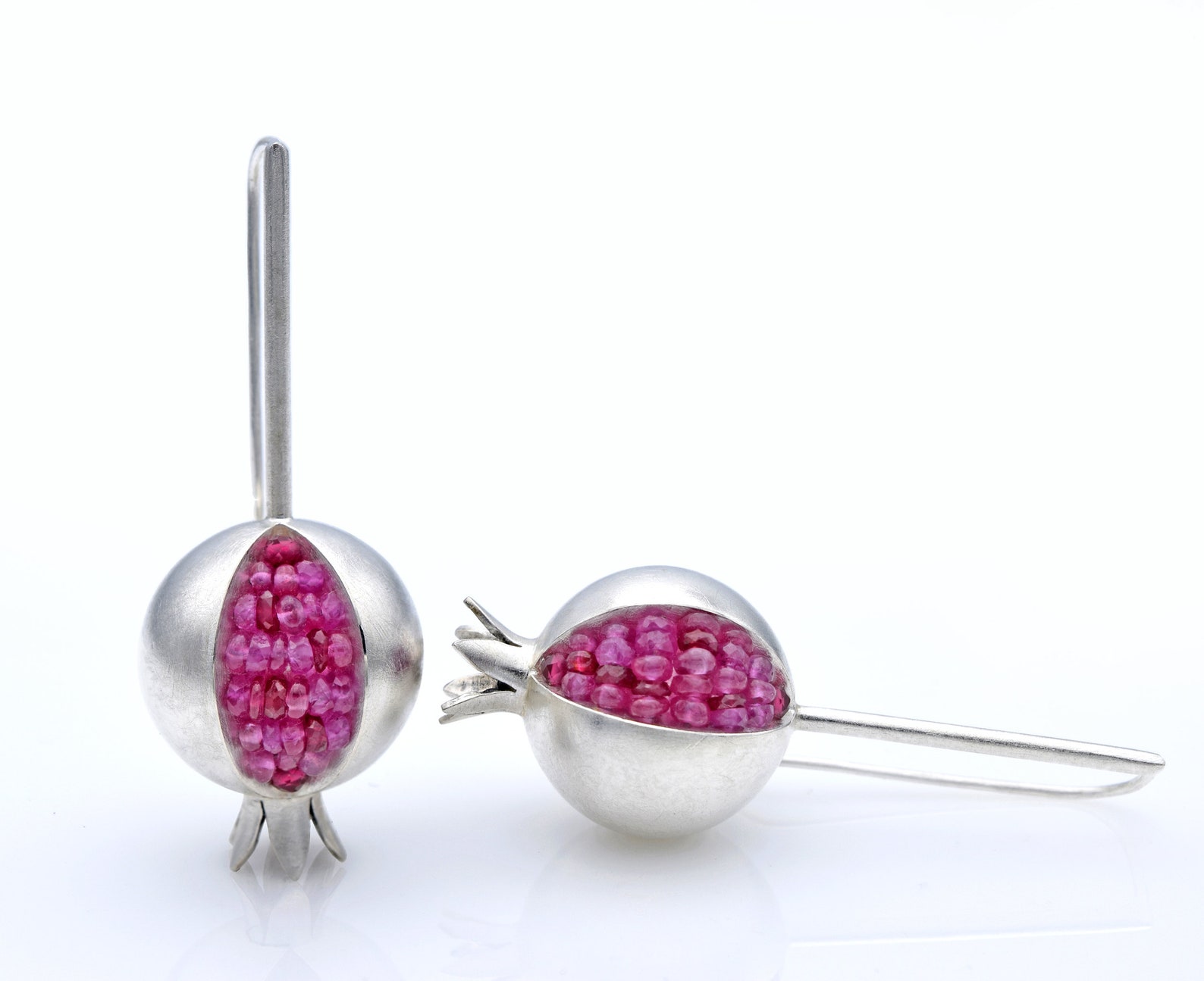 Pomegranate Earrings Ruby Silver Earrings Pink Gemstone - Etsy
