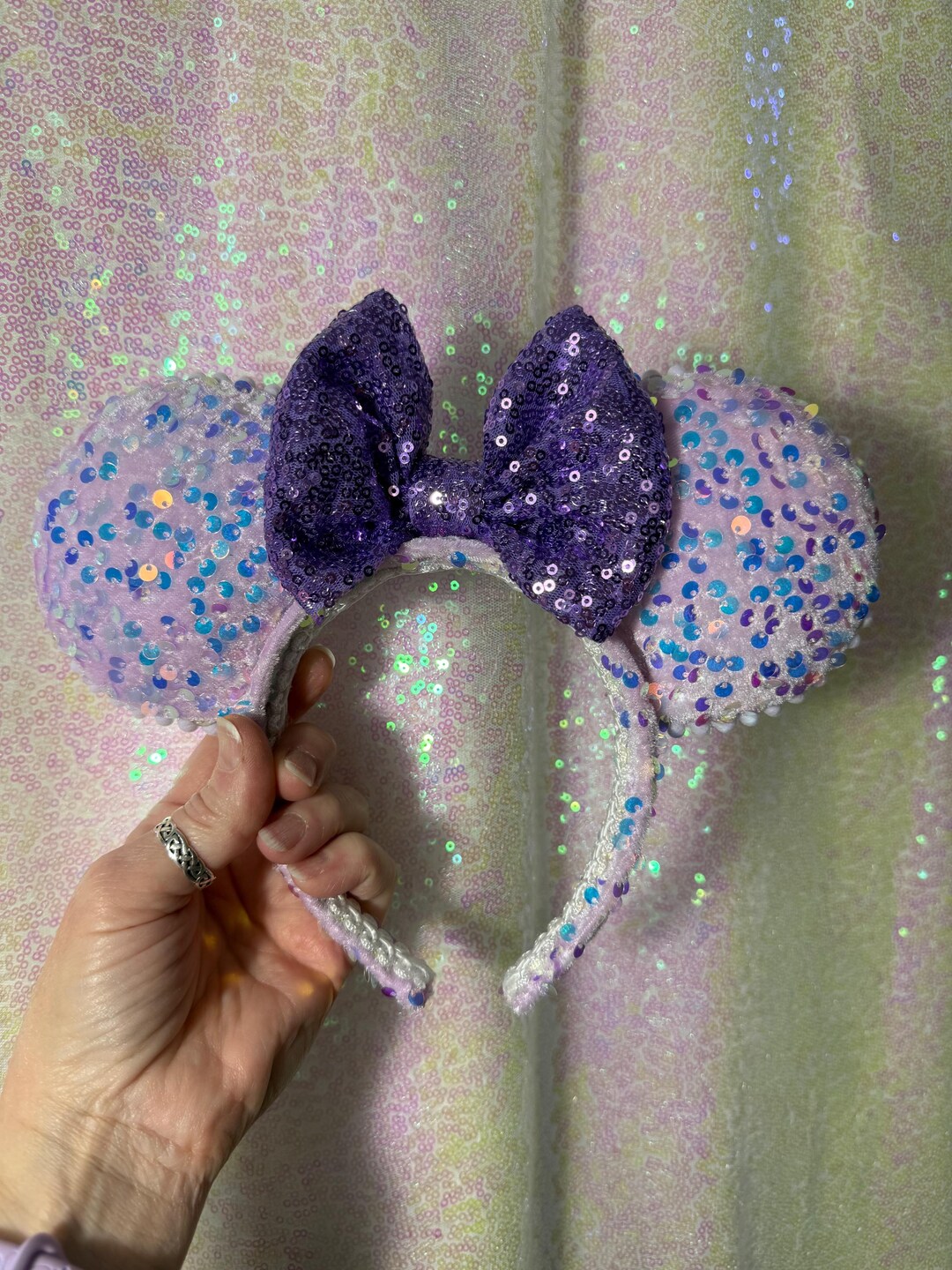 Velvet Iridescent Sequin Ears With Lights - Etsy