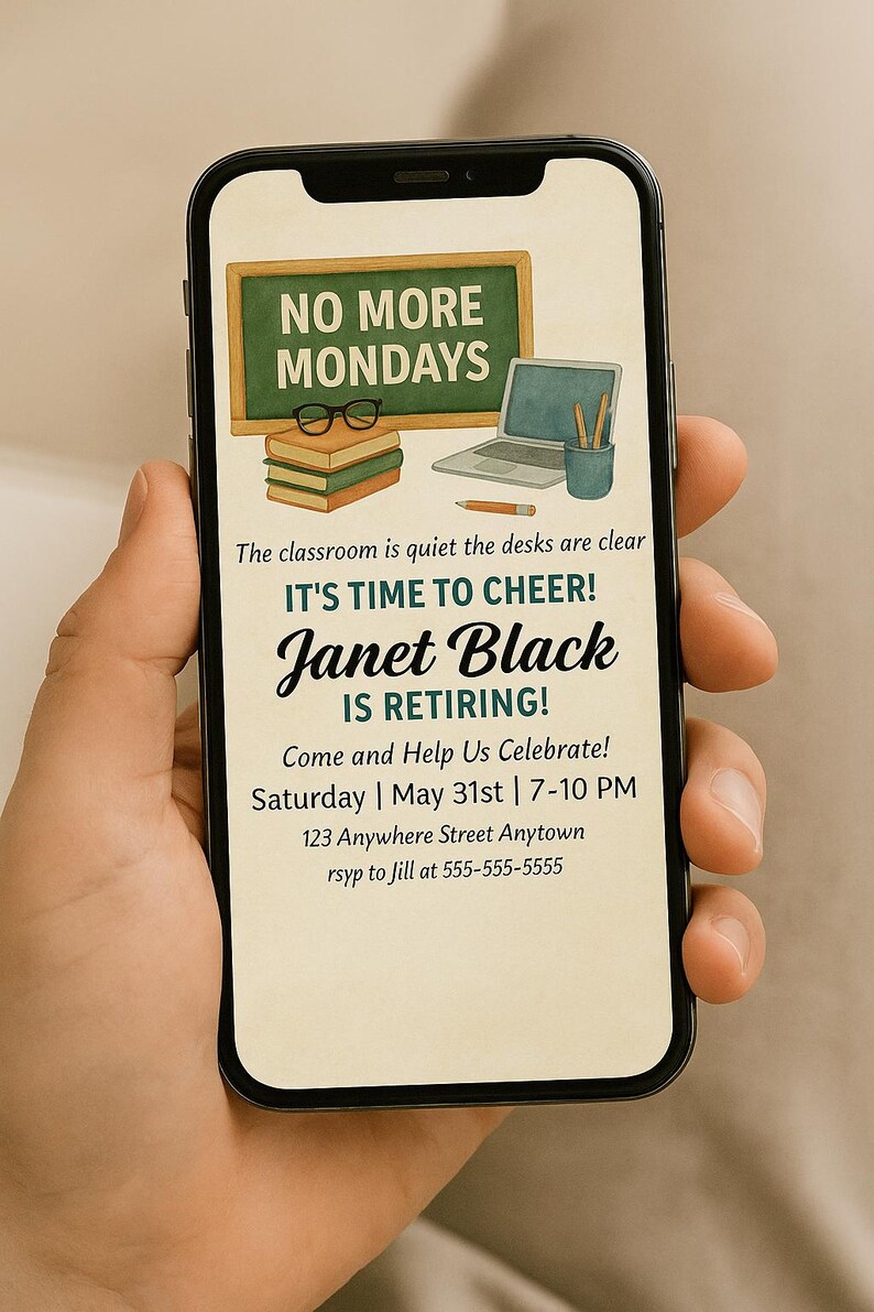 Teacher Retirement Party Invitation | Printable or Digital Download ...