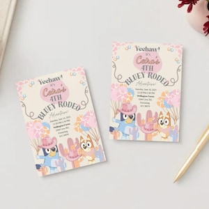 Aesthetic Bluey Rodeo Birthday Invite | Neutral Western Bluey Party ...