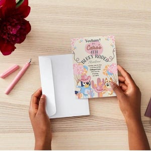 Aesthetic Bluey Rodeo Birthday Invite | Neutral Western Bluey Party ...