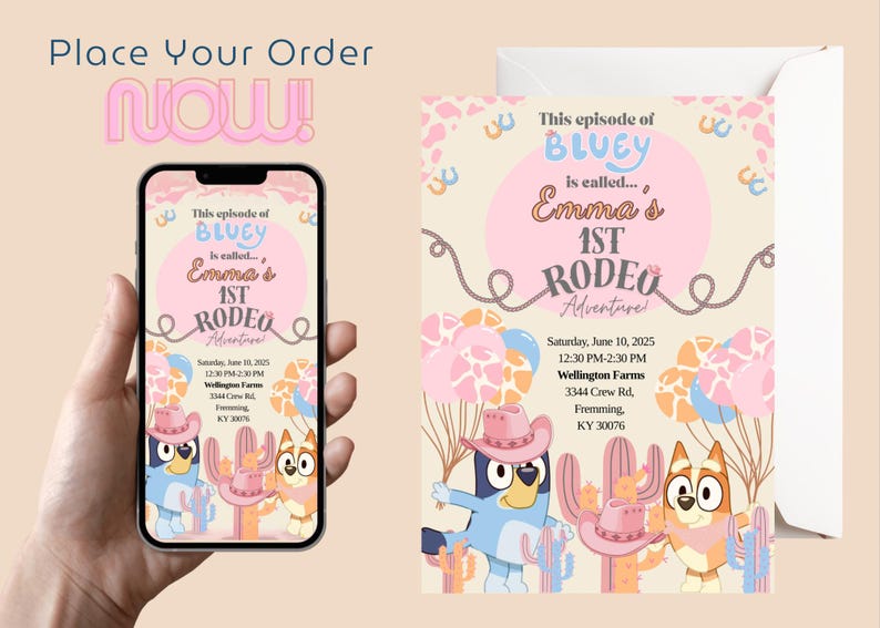 Bluey Rodeo Adventure Birthday Invite – Custom Kids Name & Age ...