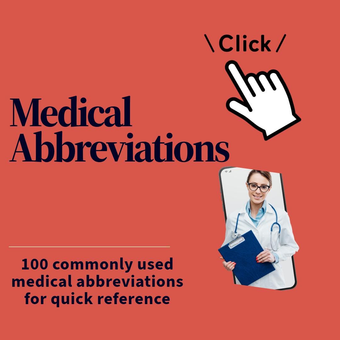 100 Commonly Used Medical Abbreviations for Quick Reference - Etsy