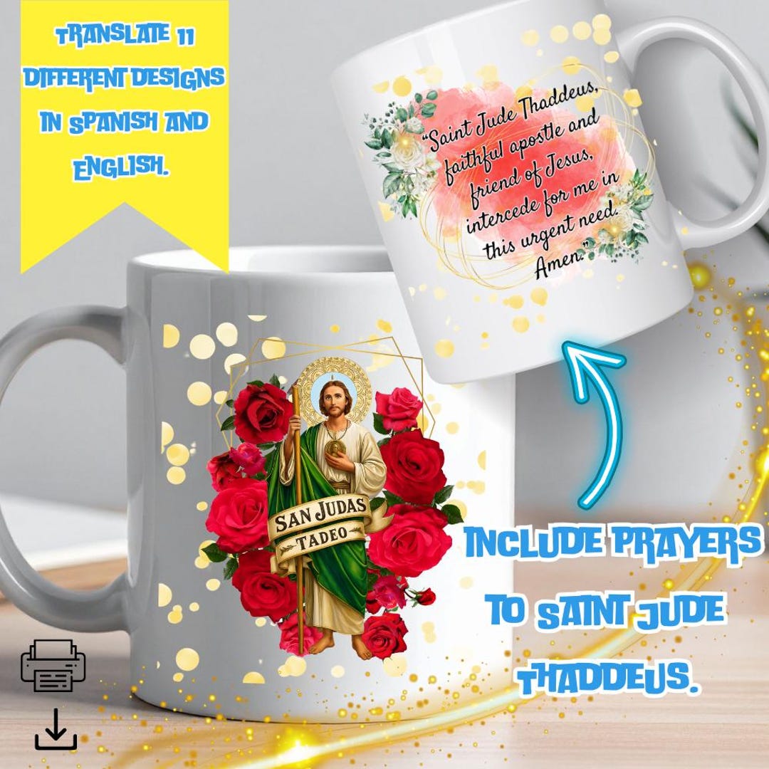 San Judas Tadeo Mug Templates – 11 Designs With Prayers in Spanish ...