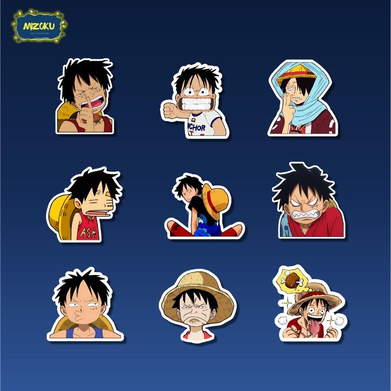 One Piece Funny Luffy Anime Stickers (50 Pieces) Amazing Printable PNG ...