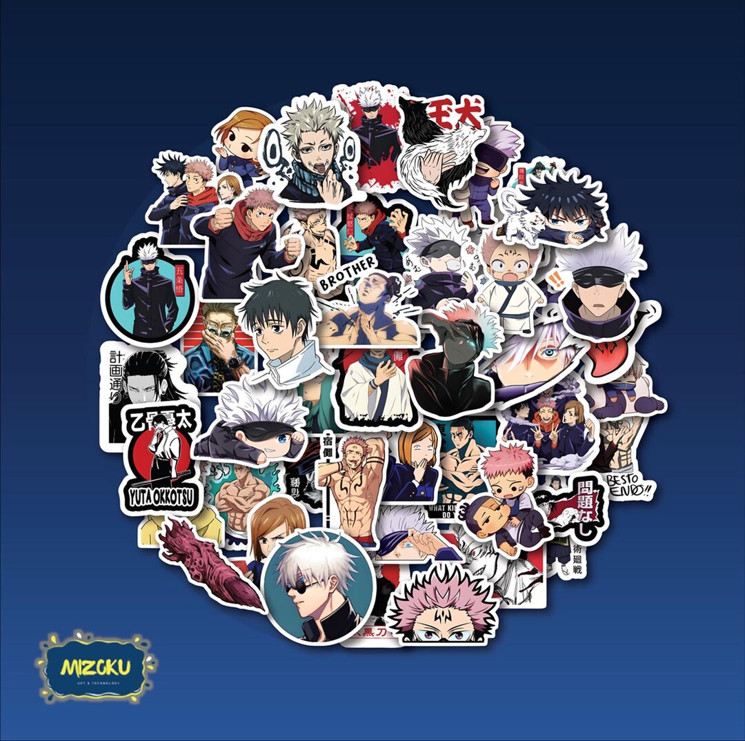 50 Sticker Pack Anime Jujutsu Kaisen Printable Set Bundle Clipart Print ...