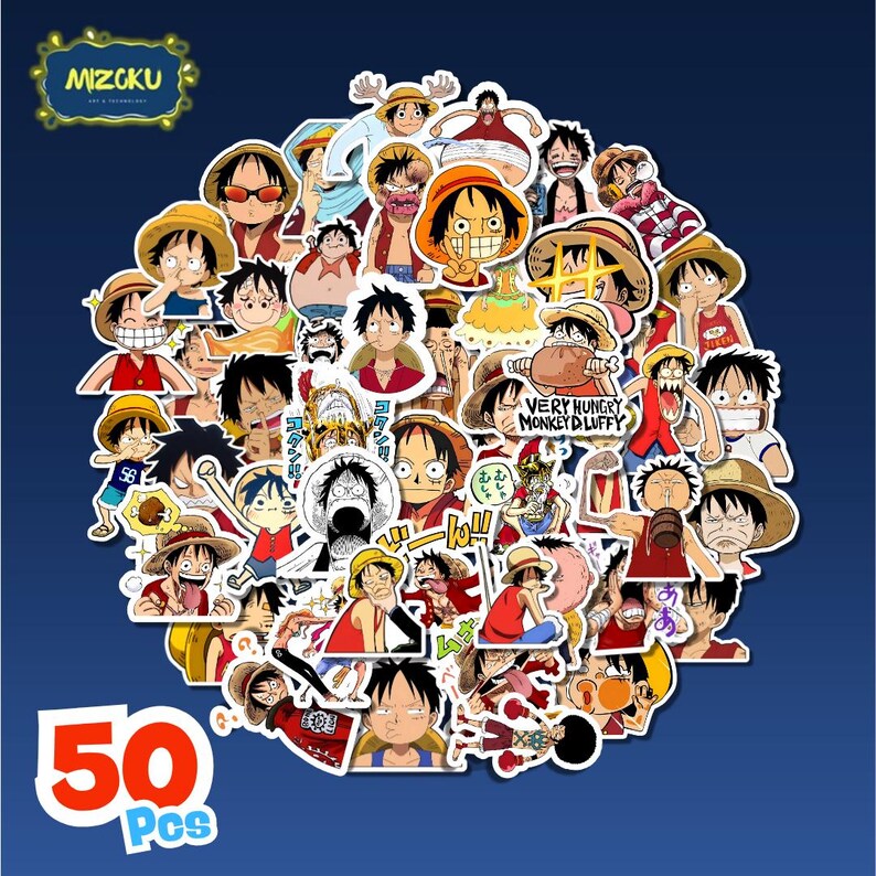 One Piece Funny Luffy Anime Stickers (50 Pieces) Amazing Printable PNG ...