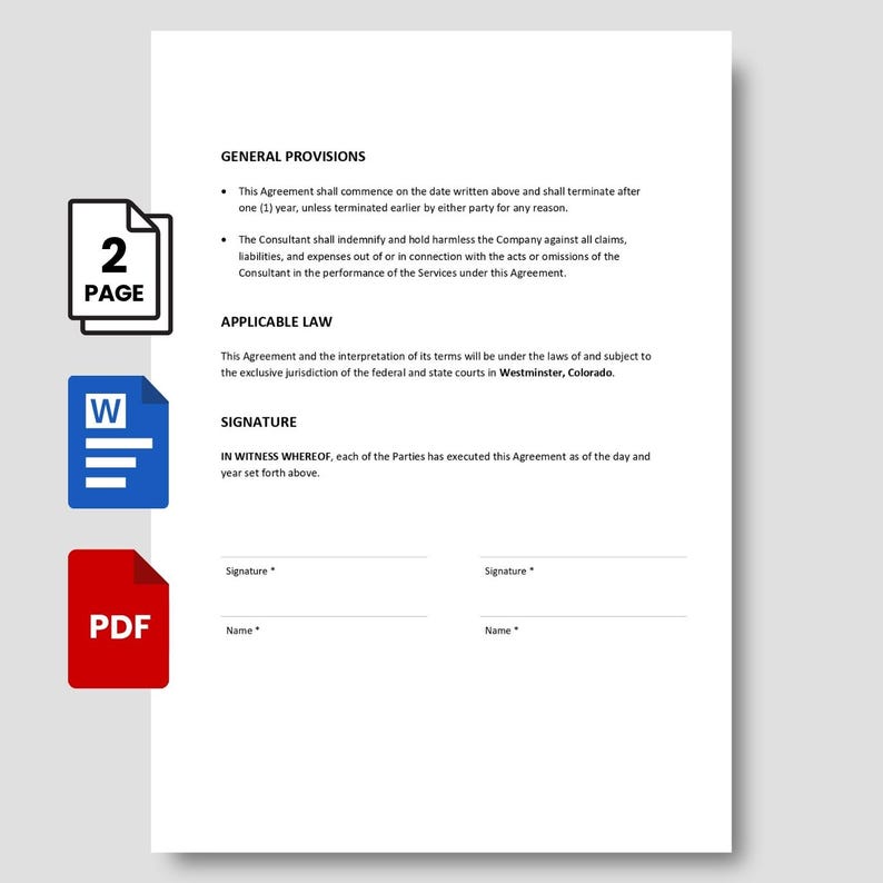 Draft Agreement Template | Editable Consulting Contract PDF & Word | Business Service Agreement ...
