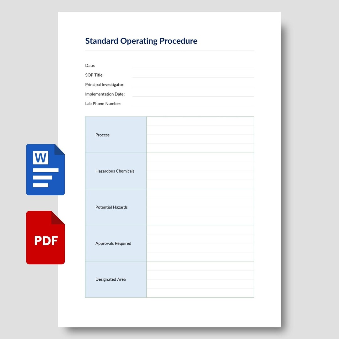 Standard Operating Procedure (SOP) Template | Editable Lab Safety Form ...
