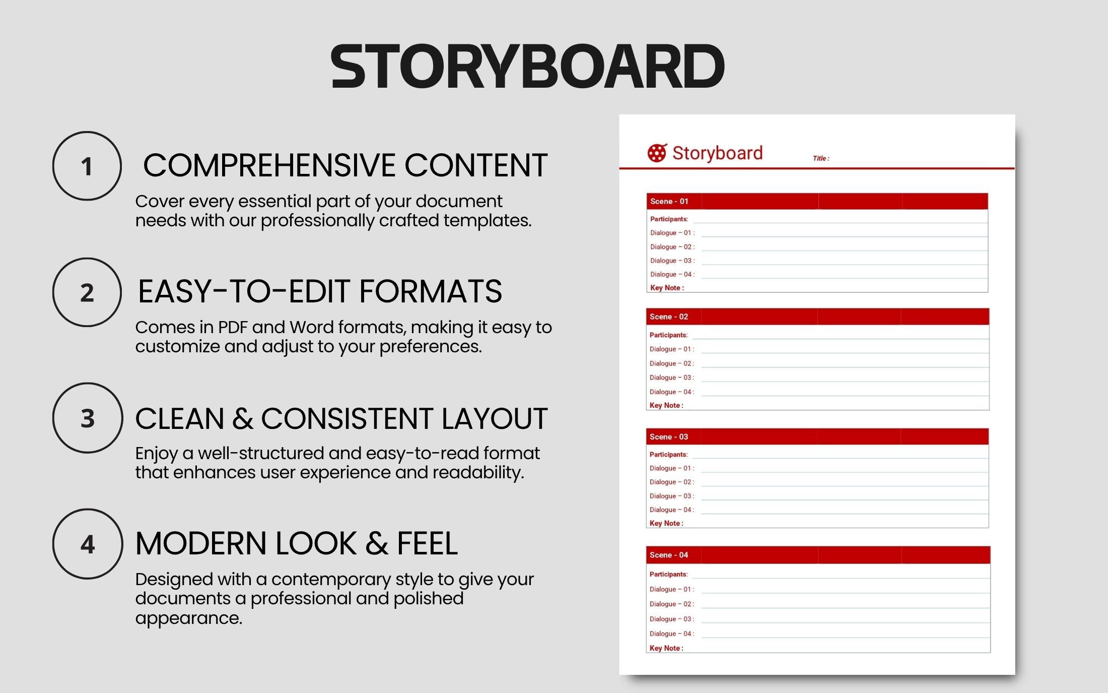 Editable Storyboard Template | Film & Animation Script Planner ...