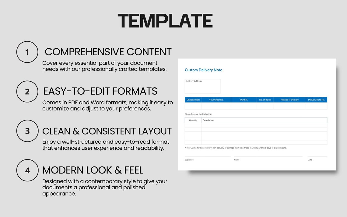 Editable Delivery Note Template | Fillable Dispatch Form PDF & Word ...