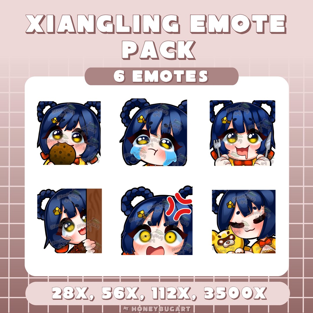Xiangling Genshin Impact Emote Pack Set of 6 for Twitch/discord/youtube ...