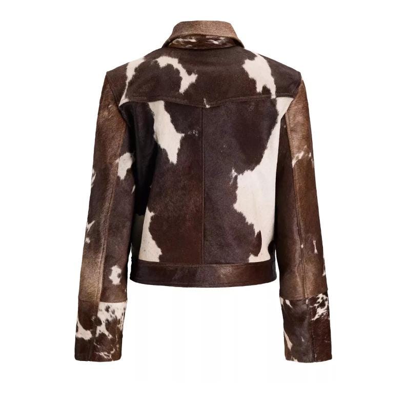 Genuine Cowhide Leather Jacket for Women | Natural Hair-on Cow Skin ...