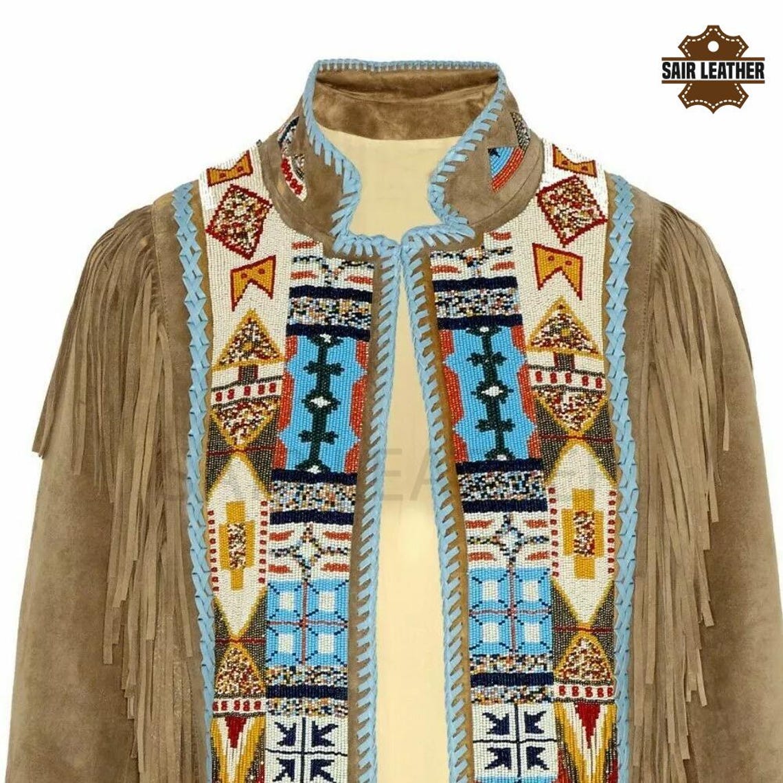 Native American Cowgirl Suede Leather Jacket Coat With Fringes, Vintage ...
