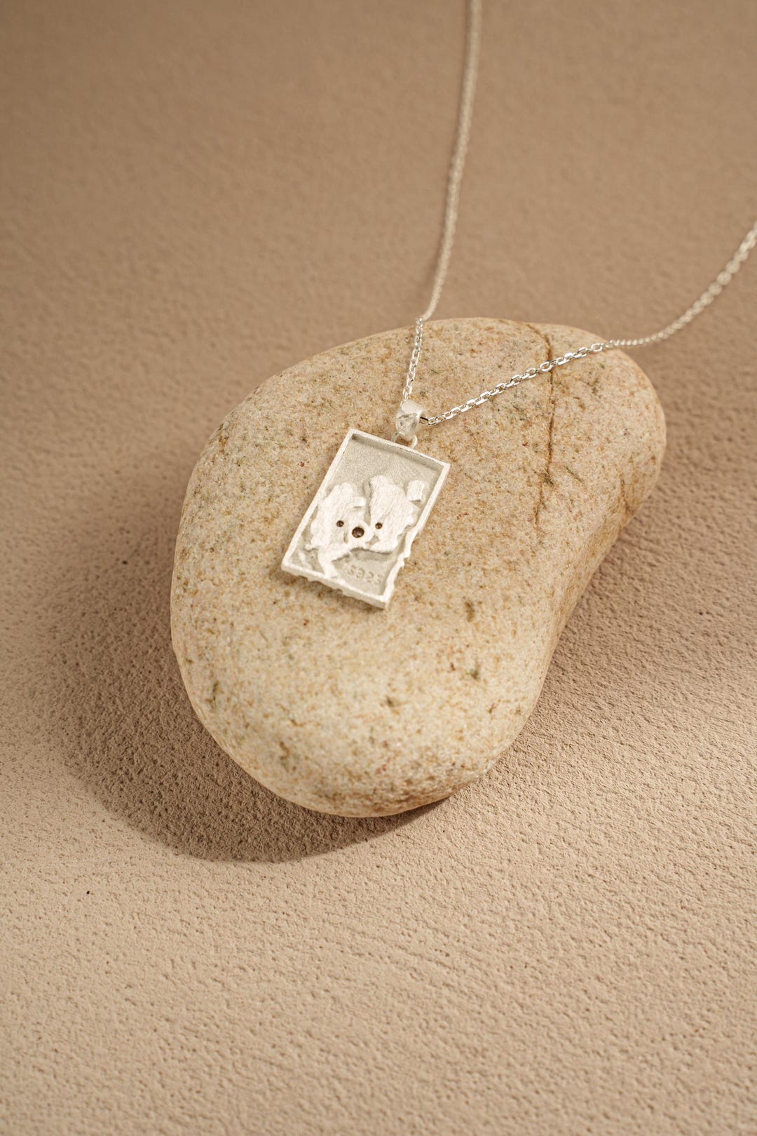 Stardust Relic Necklace – Textured Rectangle Pendant in S925 Silver ...