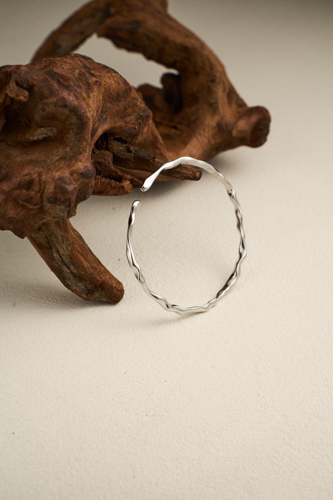Sterling Silver Wave Bangle: Minimalist Open Cuff Bracelet - Etsy