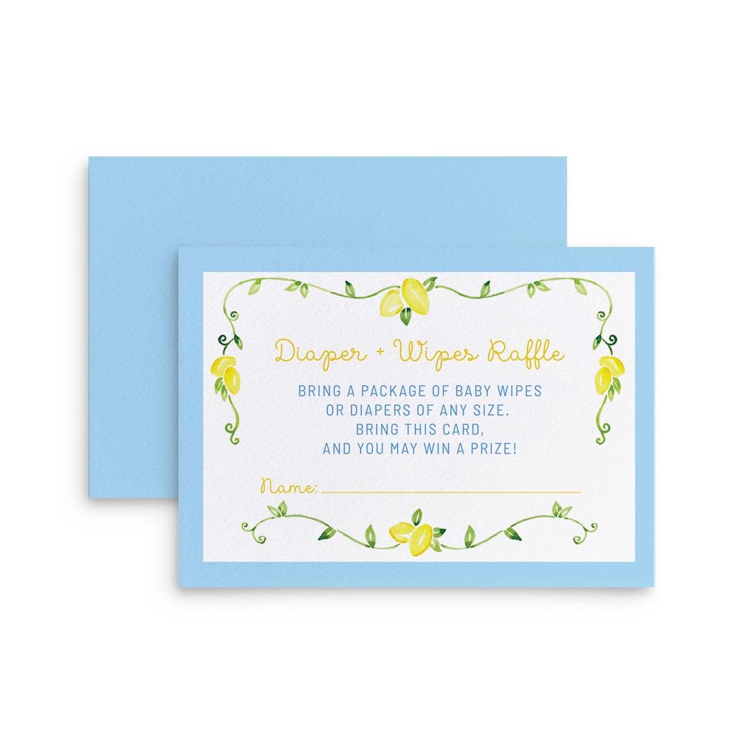 Watercolor Lemon Baby Shower Diaper Raffle Ticket (editable Template, 3 ...