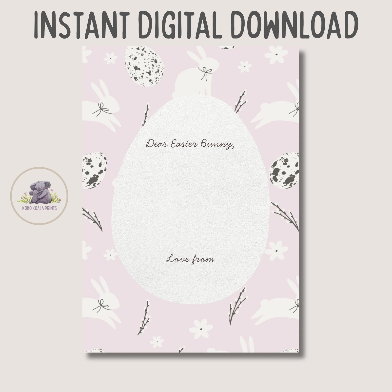 Printable - Letter to the Easter Bunny Template - DIGITAL DOWNLOAD PDF ...