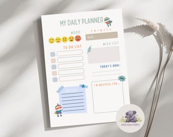 Printable - Cute Kids Daily Planner - DIGITAL DOWNLOAD PDF - Etsy