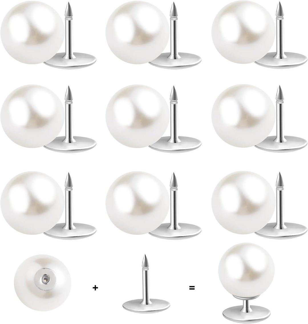 10 Sets Pearl Buttons No Sew Buttons Pearl Brooch Pins Fixed Pins No ...