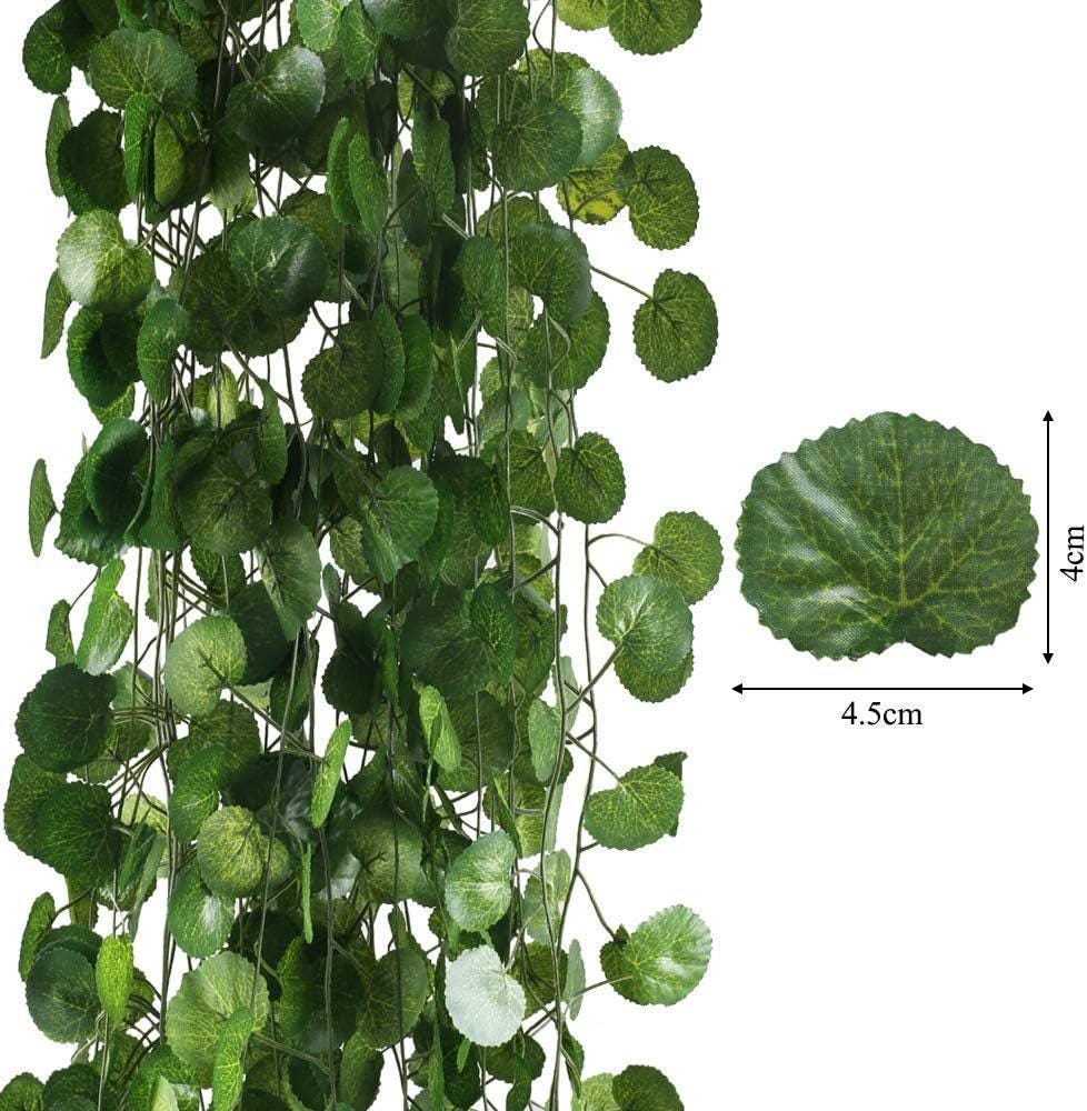 12 Pack 84 Feet Artificial Fake Hanging Vines Plant Faux Silk Green ...